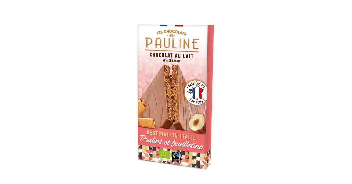 LES CHOCOLATS DE PAULINE Milk chocolate tablet filled with hazelnut ...