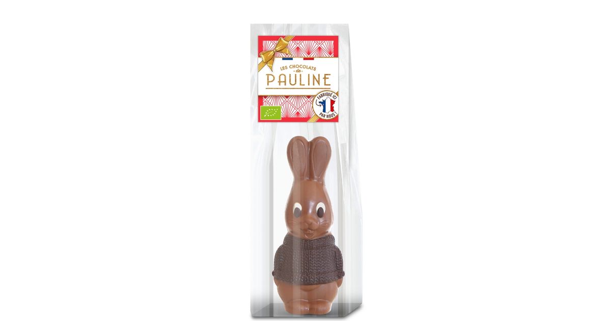 LES CHOCOLATS DE PAULINE Milk chocolate knitted rabbit | bio123